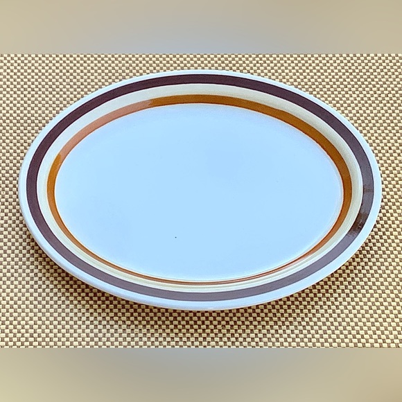 Buffalo China | Art | 97s Vintage Brown Beige Orange Striped Oval ...